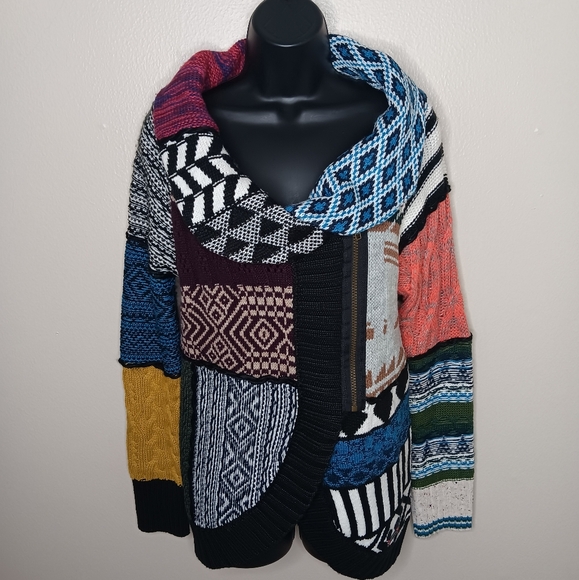 Desigual | Sweaters | Desigual Womens Medium Cardigan Sweater Zip Cowl ...